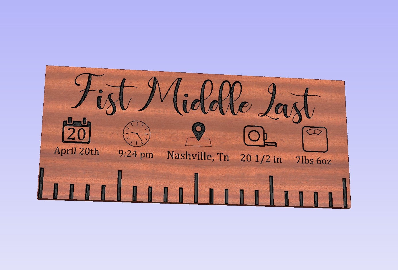 Birth Announcement Ruler (svg, Dxf, Crv, Lbrn, C2d, Png, Pdf) - Etsy