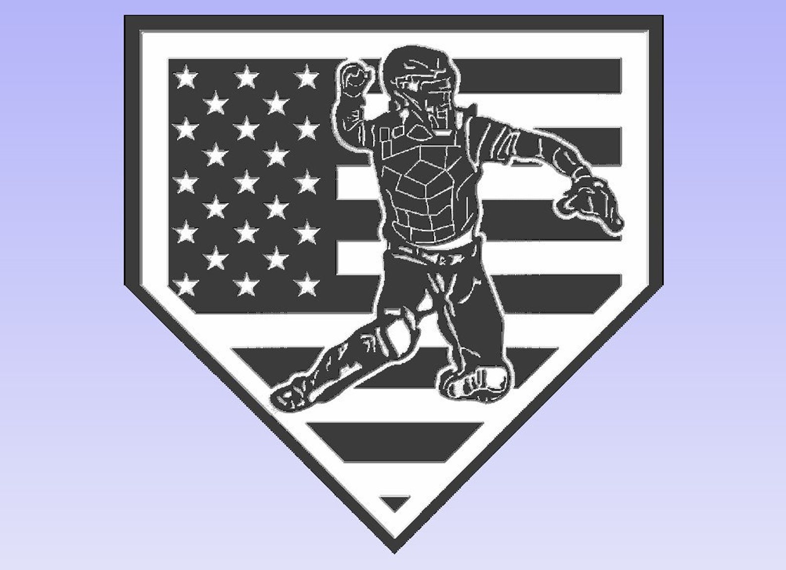 Baseball Catcher American Flag Background With Home Plate Outline (svg ...