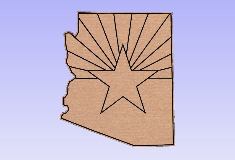Arizona State Outline With Flag (svg, Dxf, Crv, Lbrn, C2d, Png, Pdf) - Etsy