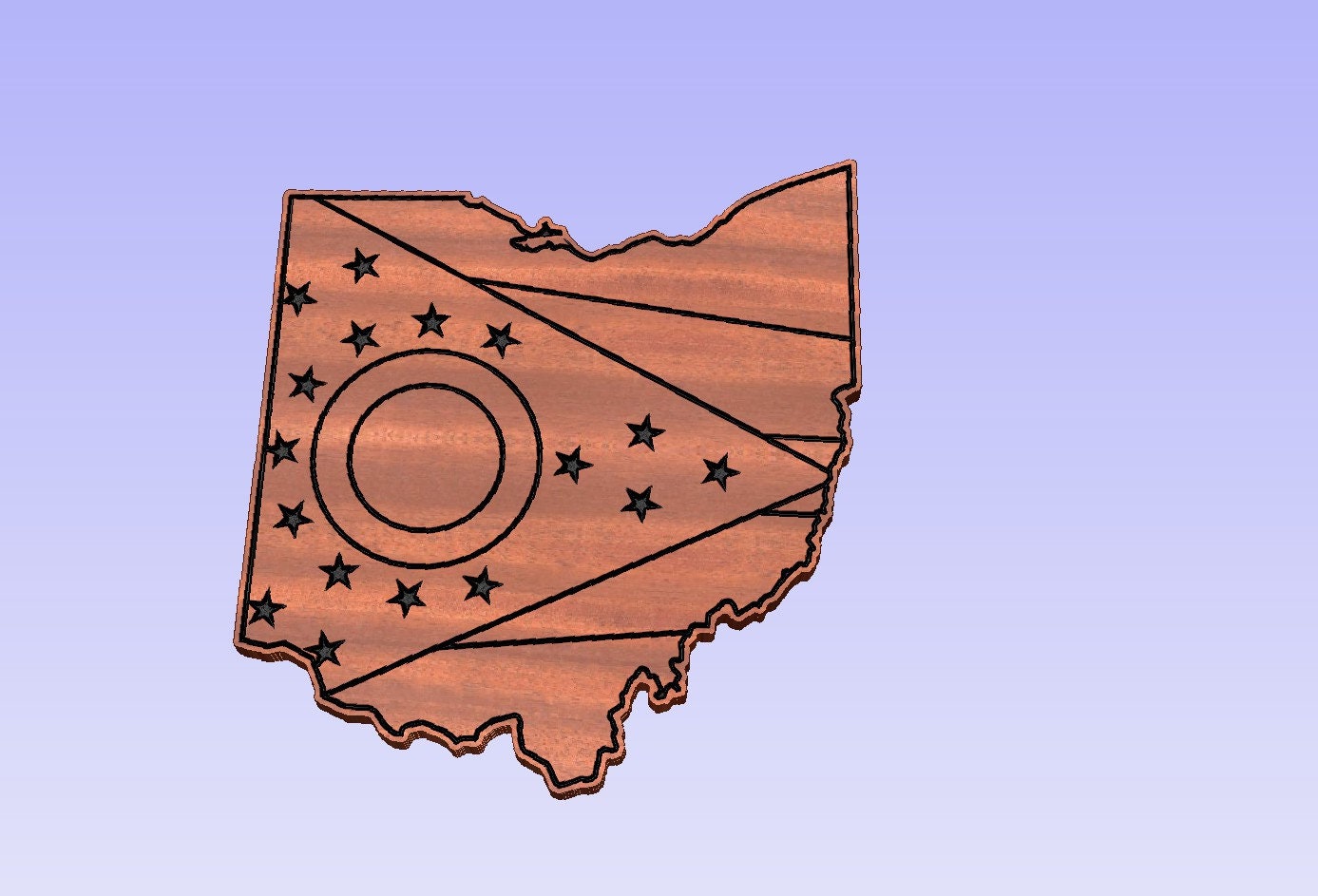 Ohio State Outline With State Flag (svg, Dxf, Crv, Lbrn, C2d, Png, Pdf ...