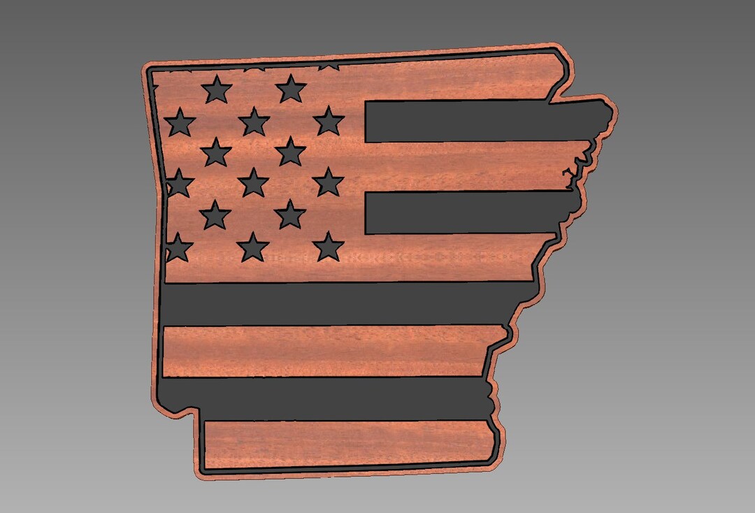 Arkansas State Outline With US American Flag Cutfile (svg, Dxf, Crv ...