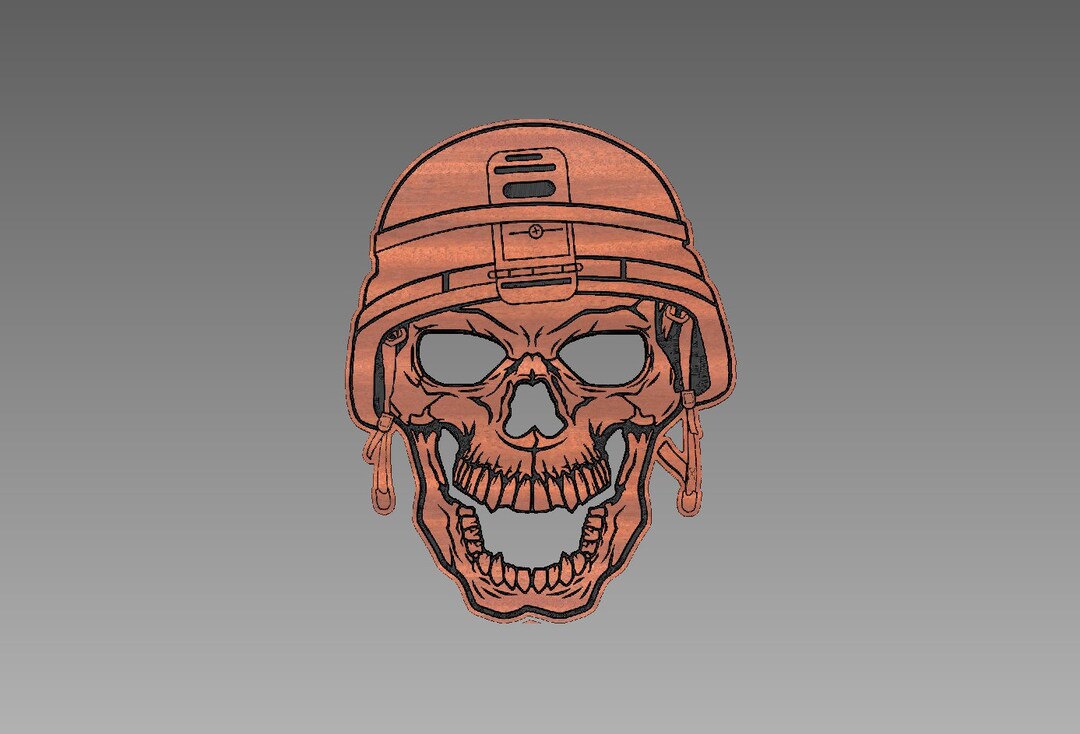 Military Skull With Kevlar Helmet Plaque Cut File (svg, Dxf, Crv, Lbrn ...