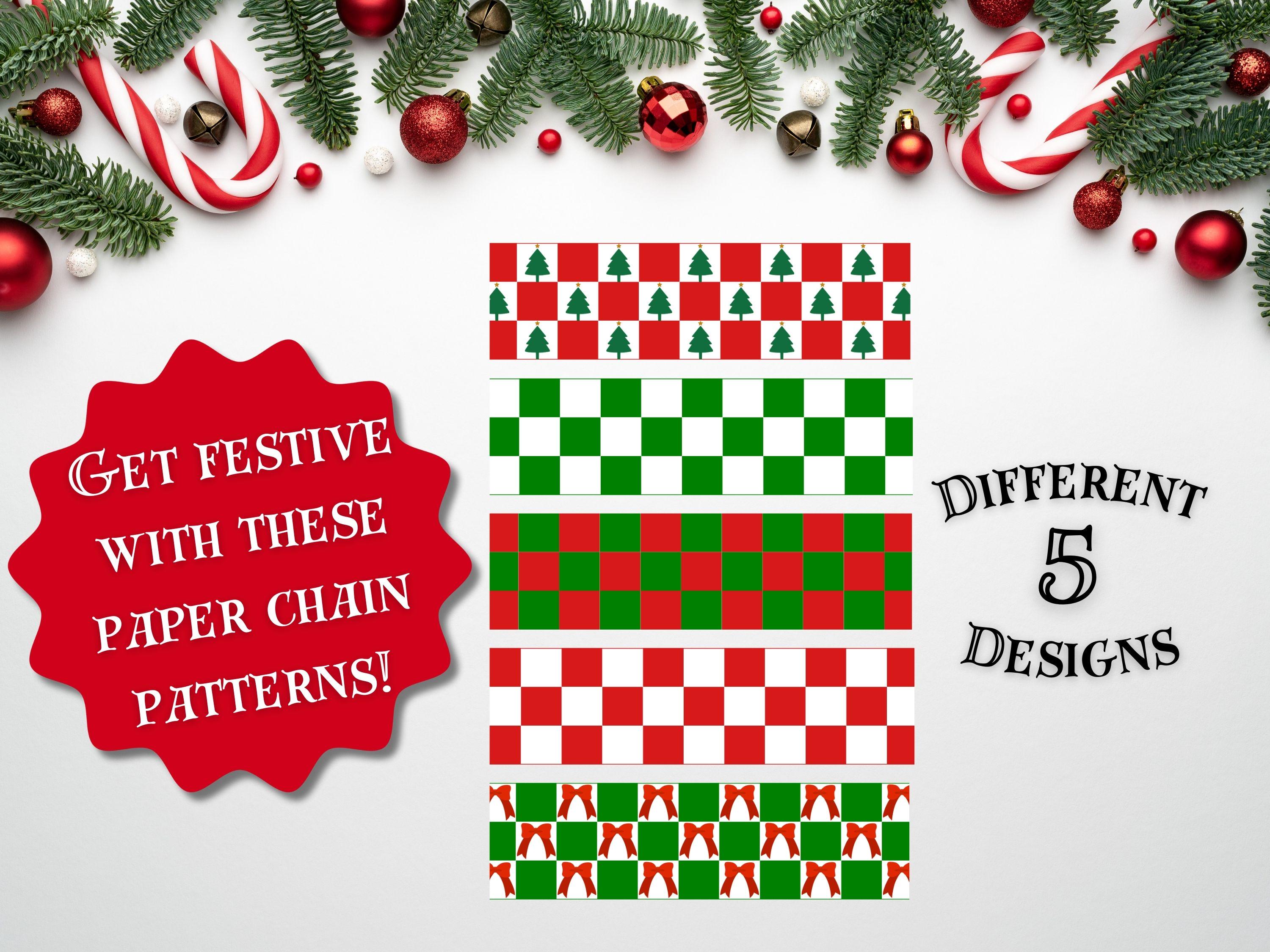 Christmas Paper Chains Printable | Checkered Holiday Paper Chain ...