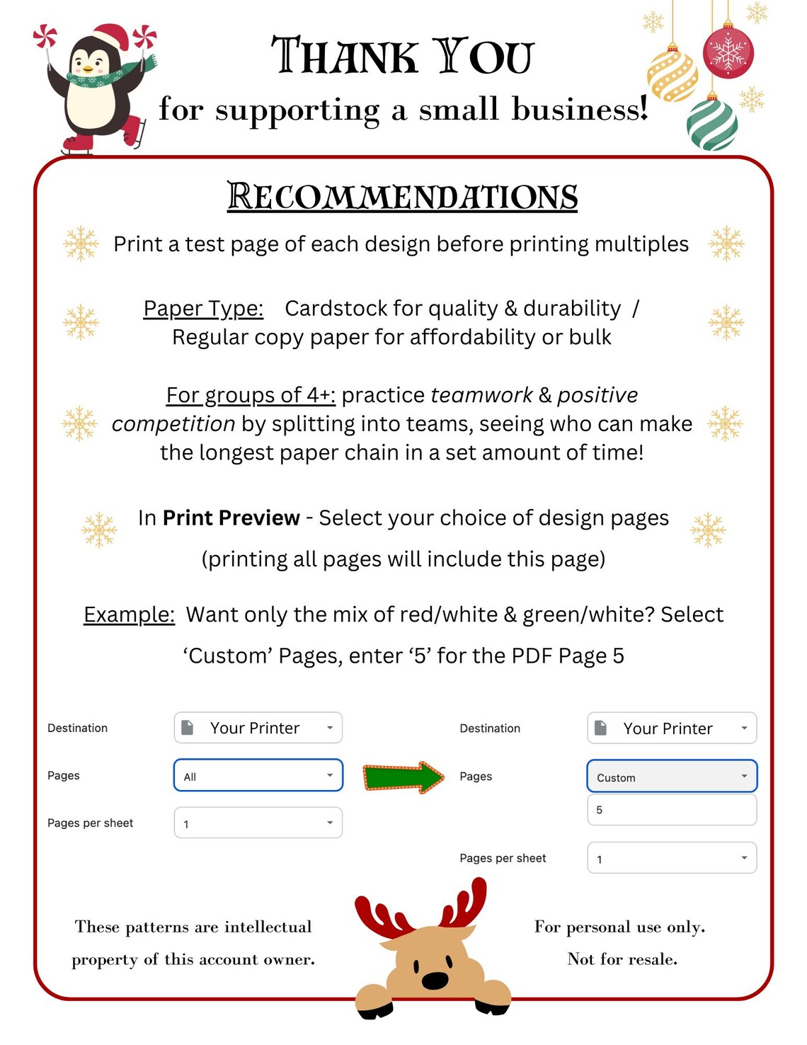 Christmas Paper Chains Printable | Checkered Holiday Paper Chain ...