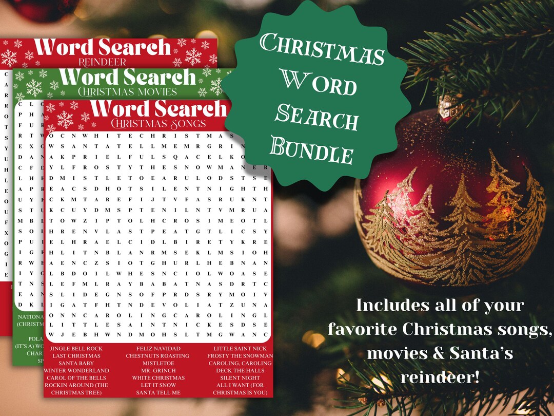 Christmas Word Searches Printable Bundle | Holiday Activity Pack ...