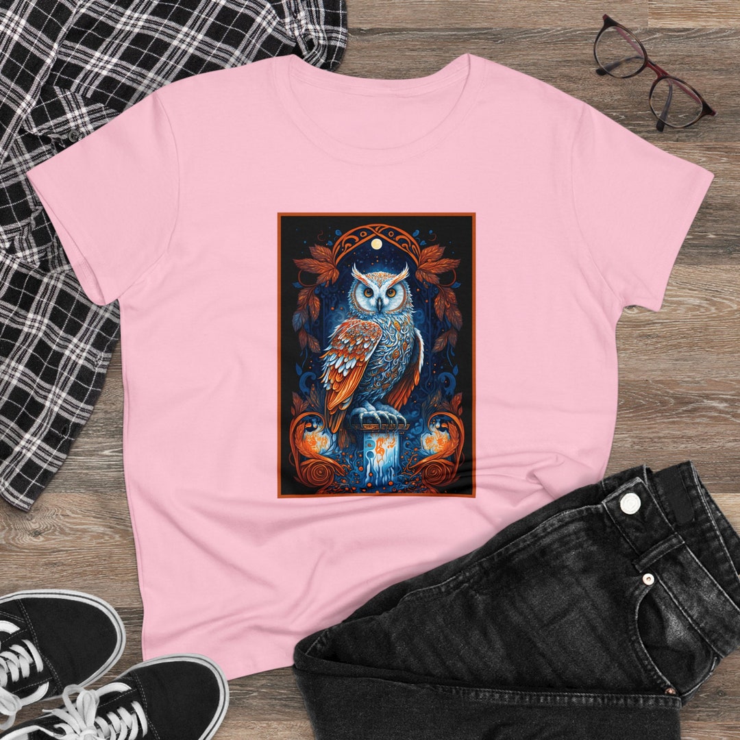 Owl T-shirt, Winter Owl Shirt, Snowy Owl Ladies Tee, Magical Owl T ...