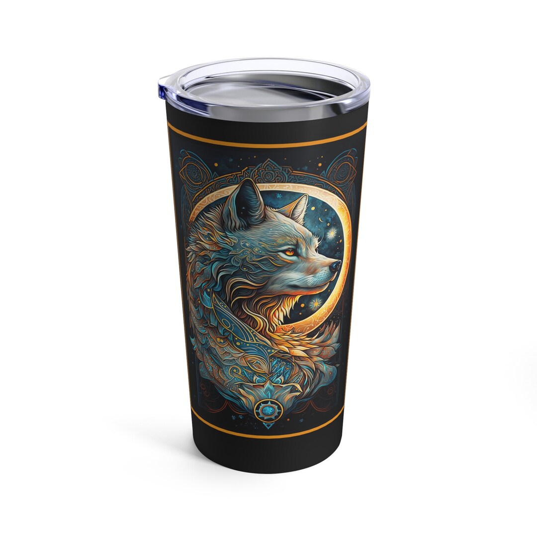 Wolf Art Tumbler, Silver Wolf Cup, Winter Wolf Lover Mug, Wolf ...