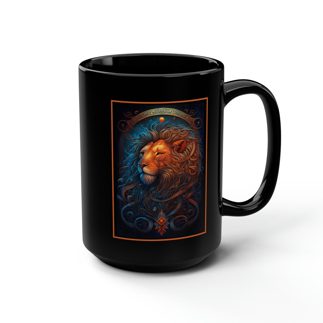 Lion Art Mug Jungle Lion Cup, Lion Lover Coffee Cup, Lion Drinkware ...