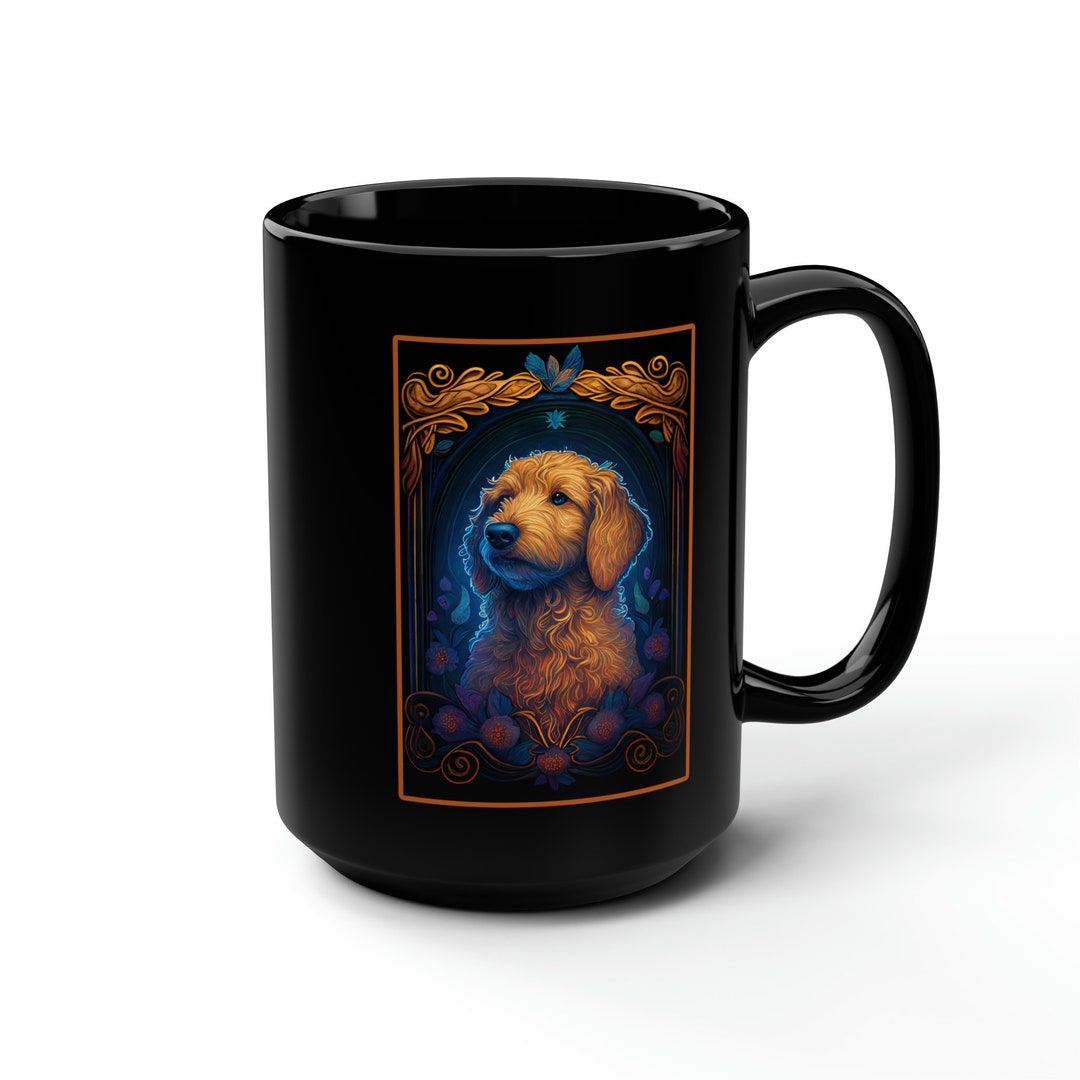 Golden Doodle, Doodle, Black Mug, Coffee Cup, Dog Mom, Pet Lover, Dog ...