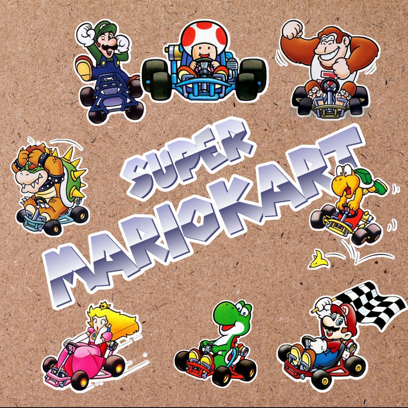 SNES Mario Kart Stickers - Classic Game Characters - Durable Waterproof ...