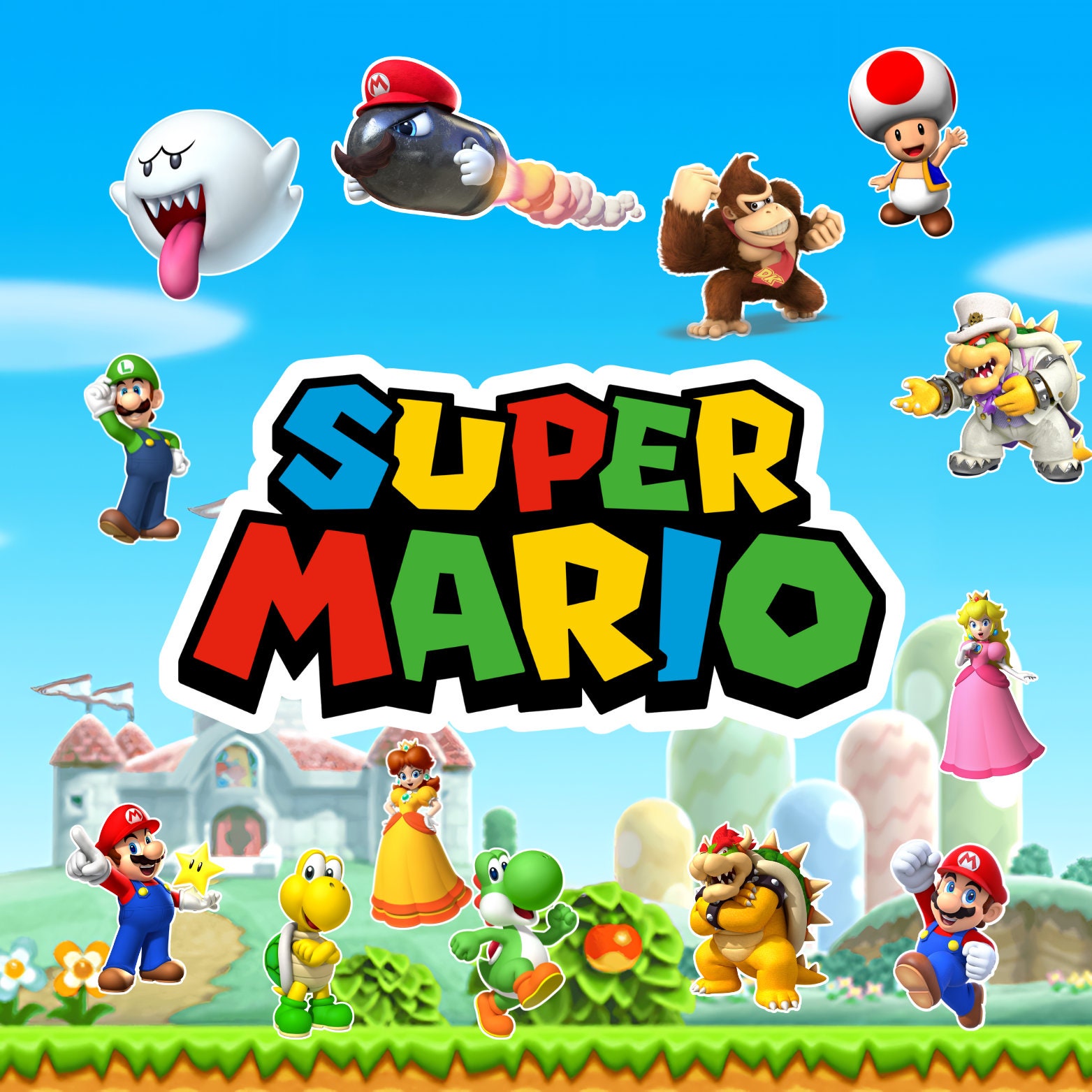 Super Mario Bros Stickers - Classic Characters - Vinyl Decals ...