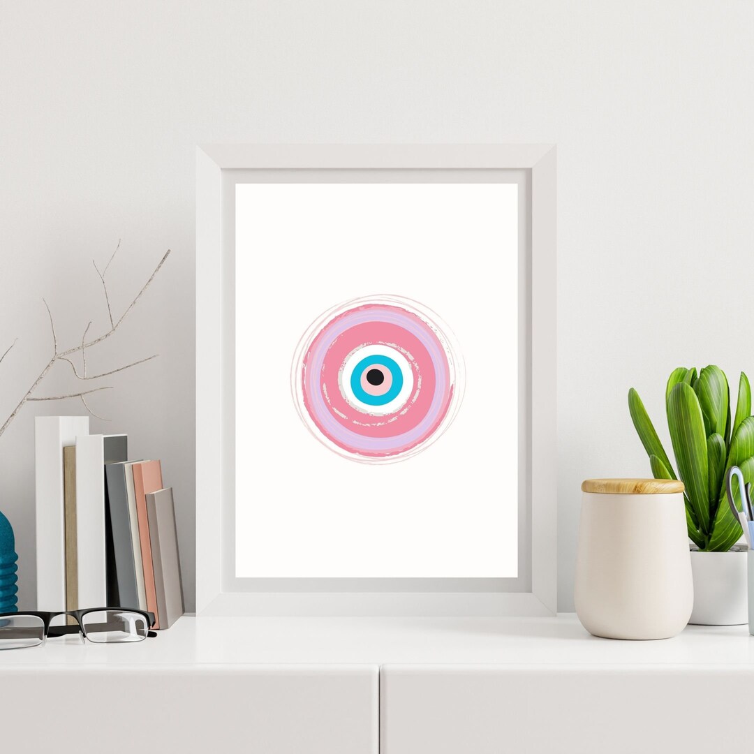 Pink Evil Eye Art Print, Pink Evil Eye Decor Poster, Turkish Evil Eye ...