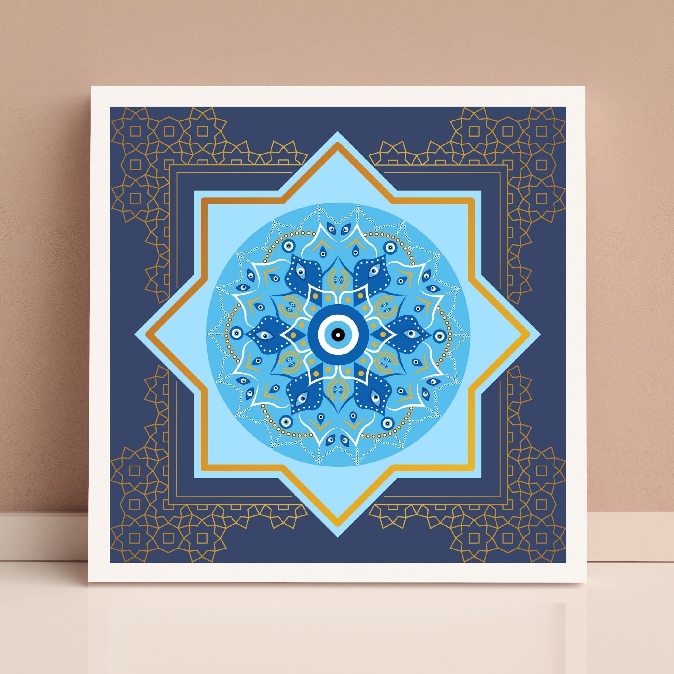 Traditional Motif Evil Eye Wall Art Print, Protection Square Poster ...