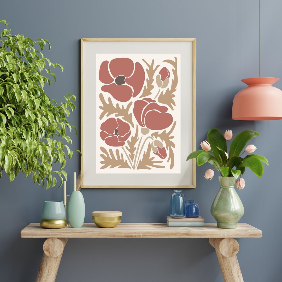 Poppy Wall Art, Flower Print Wall Art, Wall Art Printable, Printable ...