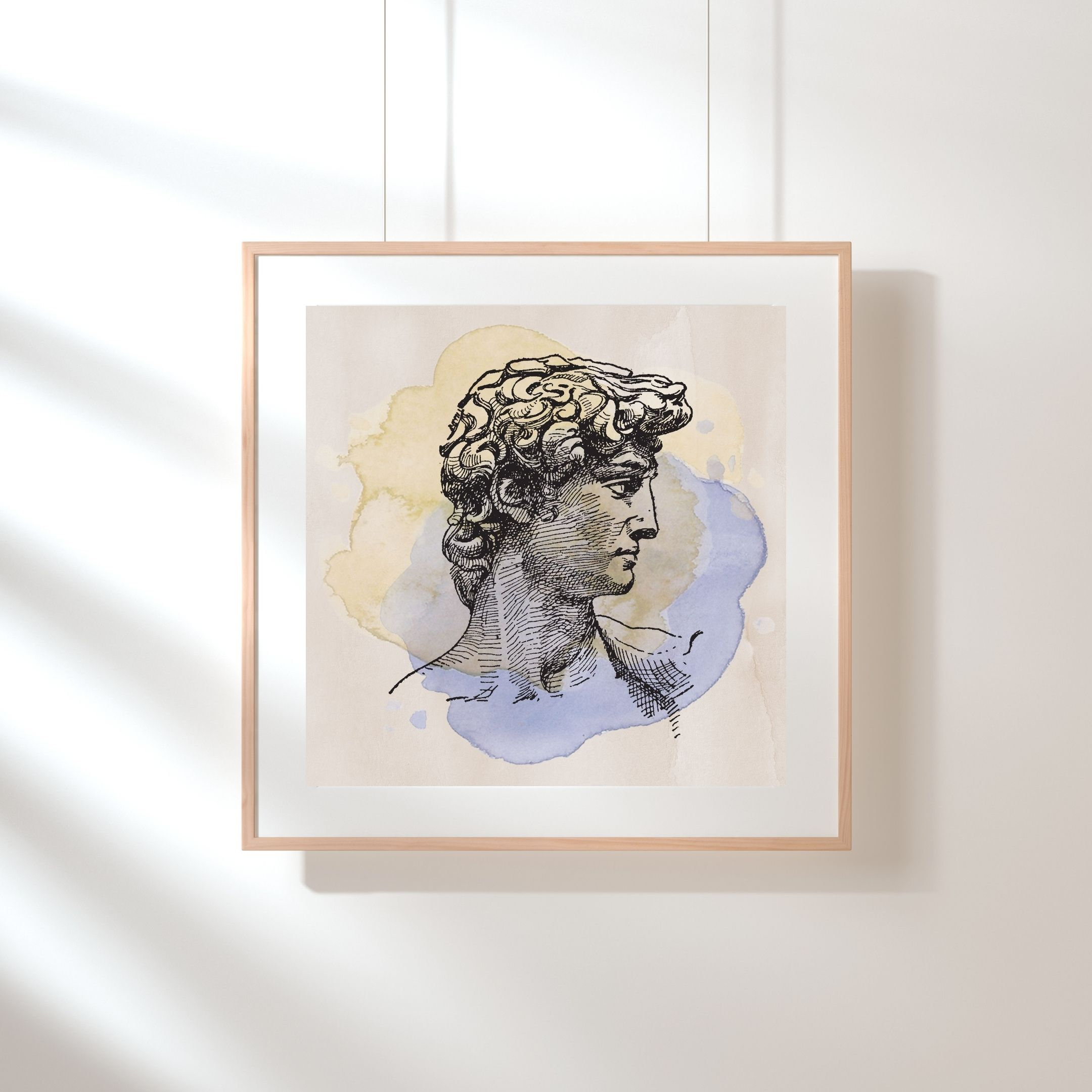 Statue of David Head Wall Art Print Square Michelangelo - Etsy
