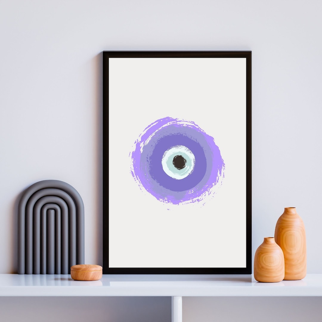 Evil Eye Art Print, Purple Evil Eye Decor Poster, Turkish Evil Eye Art ...