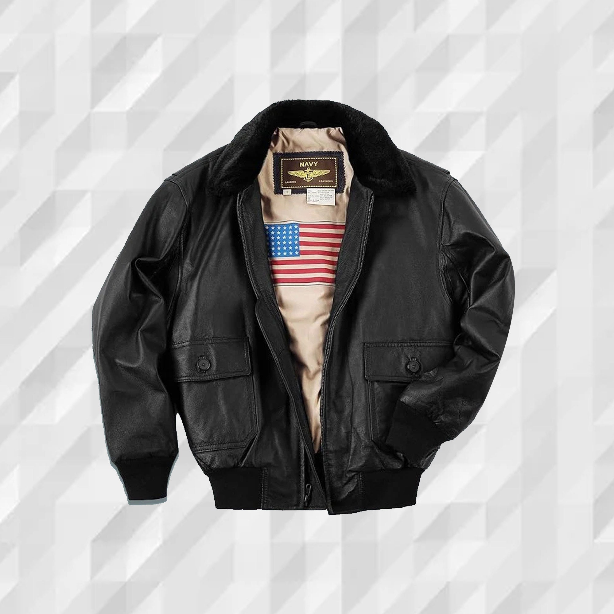 Handmade Flight Leather Jacket Premium US Bomber A2 Jacket Men Navy G-1 ...