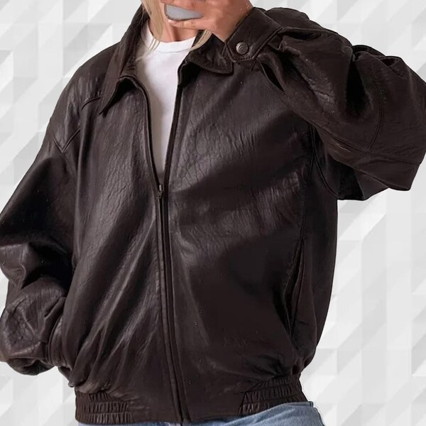 Baggy Brown Leather Jacket - Etsy