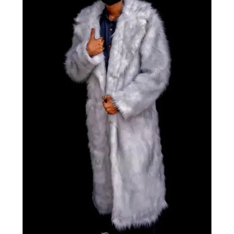 Handcrafted Ryan Gosling Inspired Ken Faux Fur Coat Men's White Fur ...