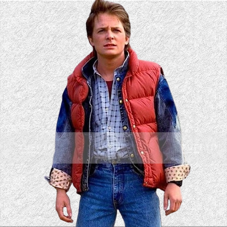 Handmade BTTF Marty Red Puffer Vest, Handmade Inspired Famous Movie ...