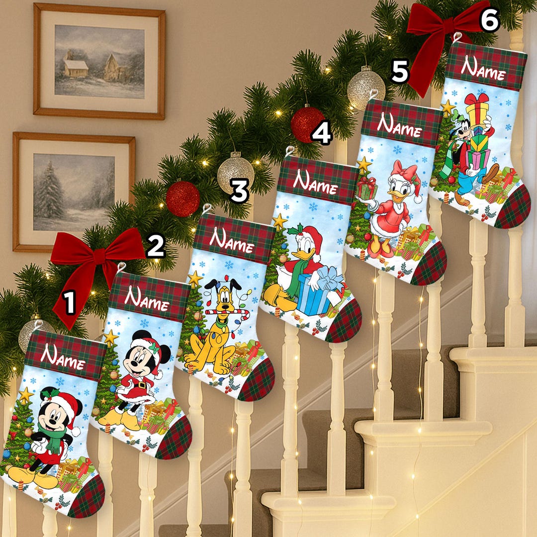 Personalized Mickey & Friends Stocking, Disney Christmas Stockings With ...