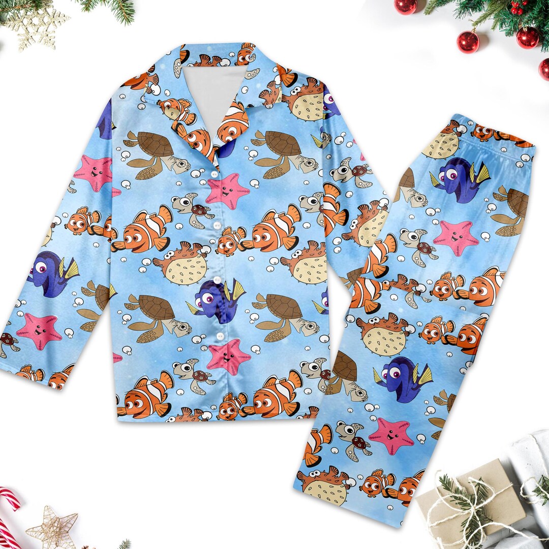 Finding Nemo Pajamas Set, Nemo Women Pajamas, Finding Dory Button up ...
