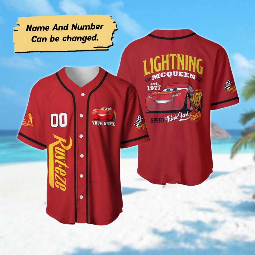 Personalized Lightning Mcqueen Baseball Jersey, Mcqueen Character ...