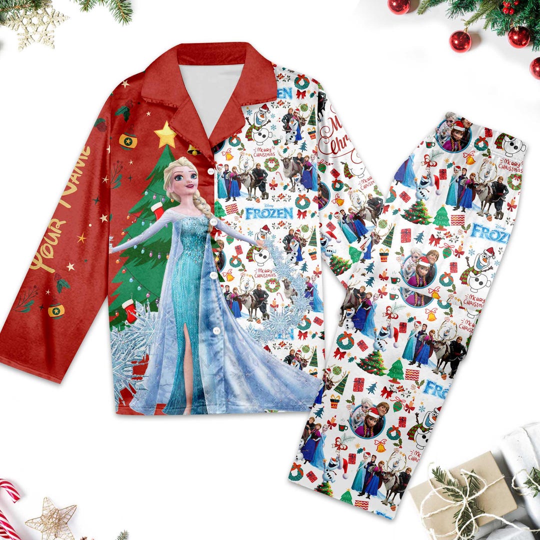 Custom Frozen Elsa Anna Christmas Pajamas, Frozen Pajamas Set Women ...