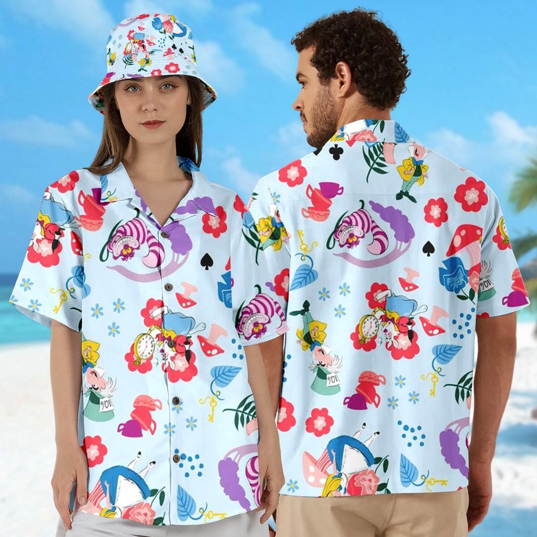 Alice in Wonderland Hawaii Shirt, Chibi Characters Button up Shirt ...