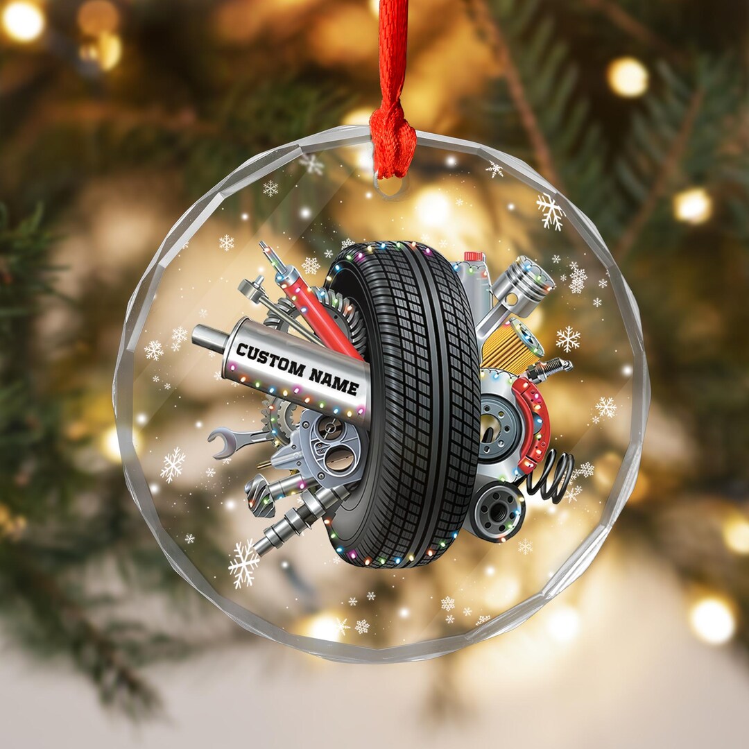 Personalized Mechanic Tools Glass Ornament, Custom Mechanic Christmas ...