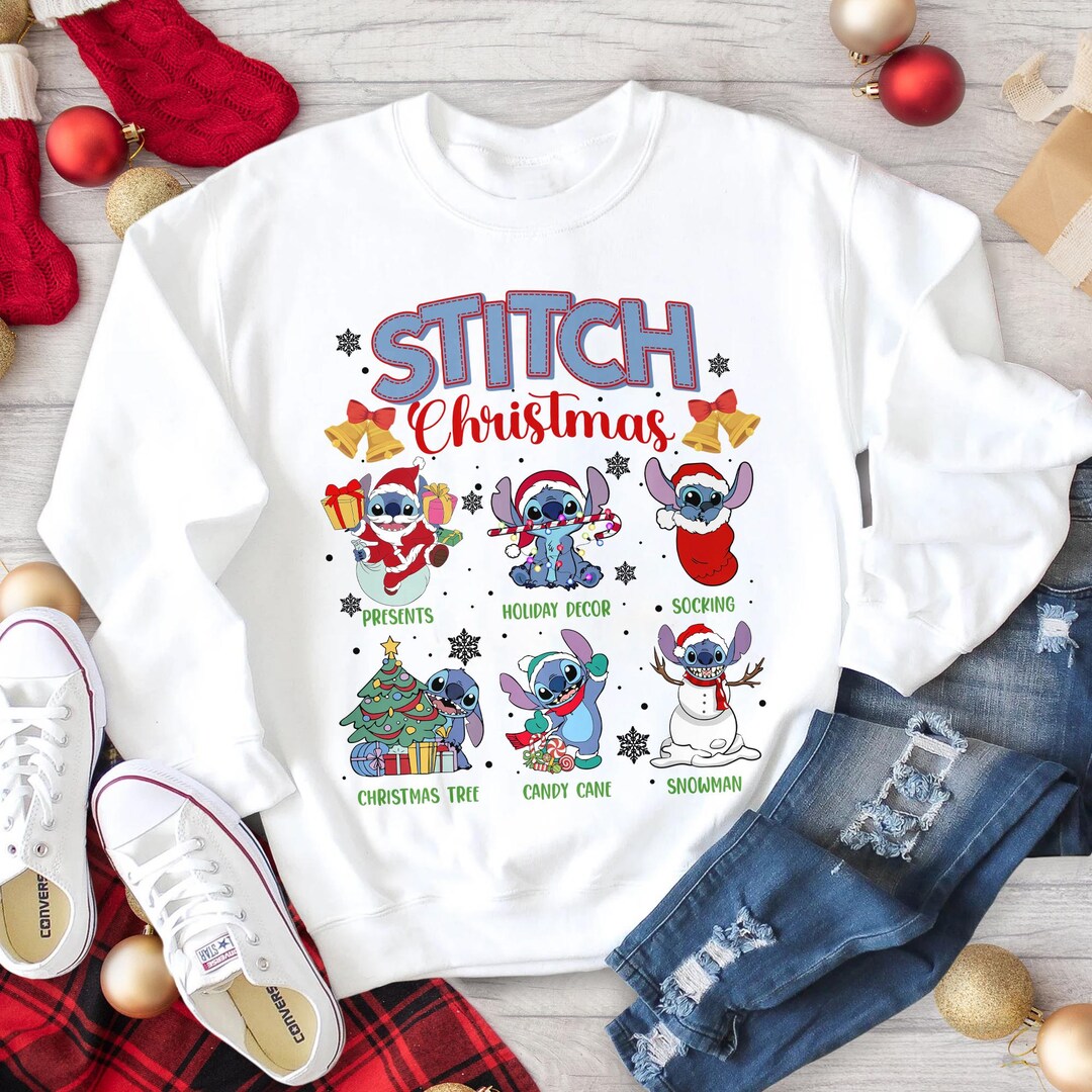 Stitch Cartoon Character Christmas Sweatshirt, Stitch Xmas Magic ...