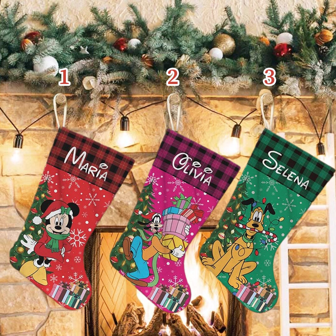 Personalized Mouse Santa Hat Xmas Stocking, Mouse Christmas Stockings ...