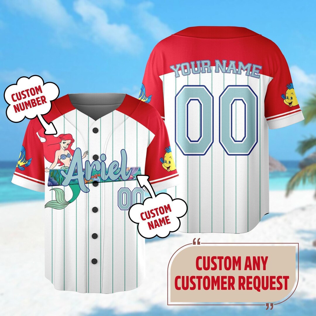 Custom Disney Princess Ariel Baseball Jersey, the Little Mermaid ...