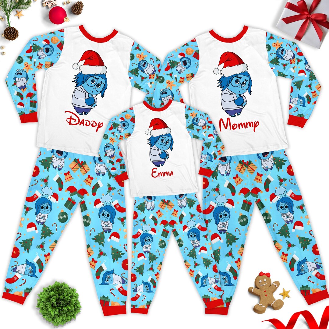 Custom Sadness Inside Out Christmas Pajamas, Inside Out 2 Christmas ...