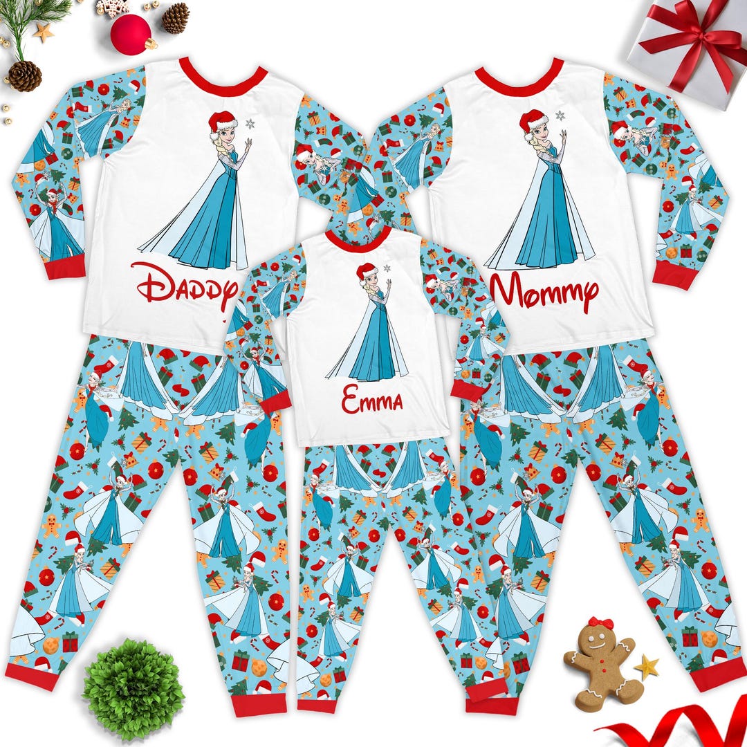 Custom Elsa Christmas Pajamas, Frozen Christmas Family Matching Pajamas ...