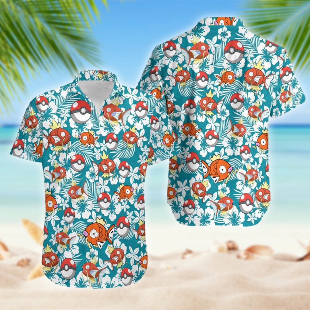 Fish Floral Hawaii Beach Shirt, Fish Button up Shirt Holiday, Japanese ...