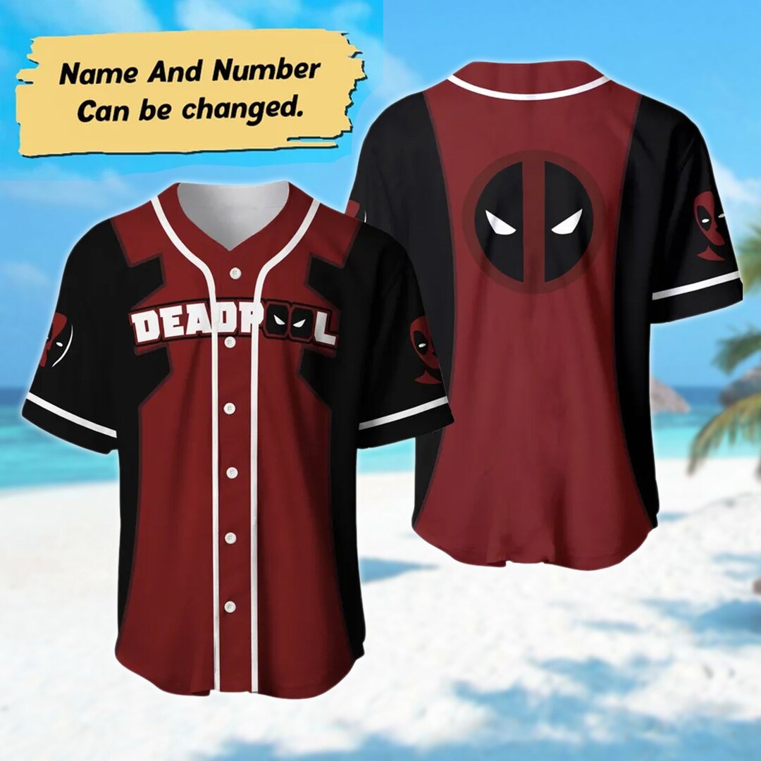 Personalized Deadpool Baseball Jersey, Custom Name Superhero Baseball ...