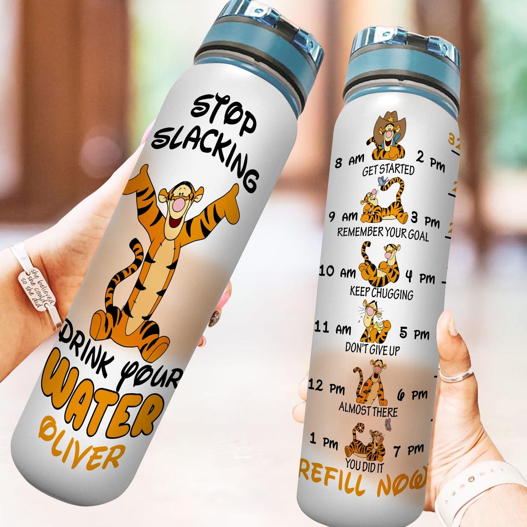 Custom Disney Tigger Water Tracker Bottle, Cute Tigger Water Bottle ...