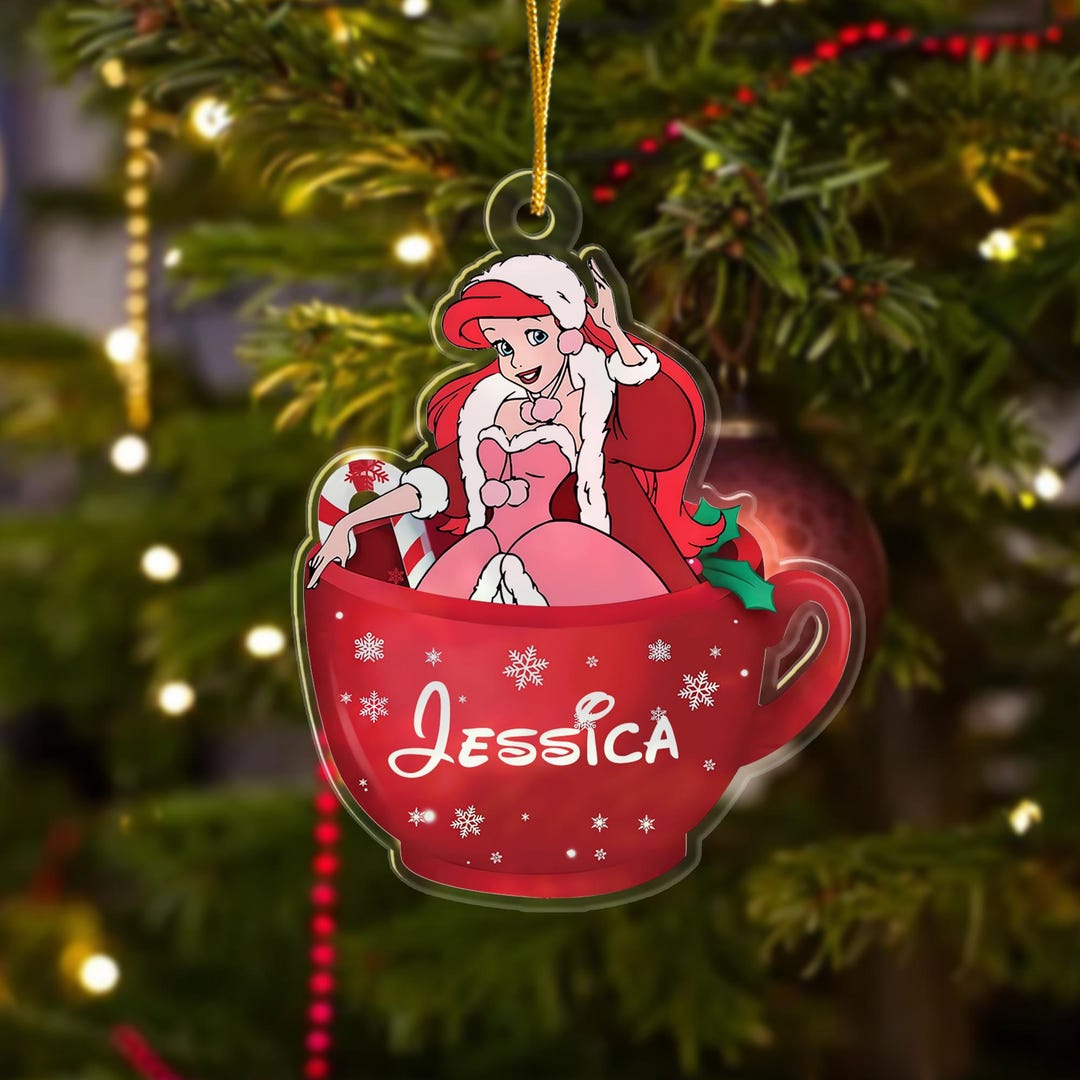 Personalized Ariel Princess Tea Cup Christmas Ornament, the Little ...