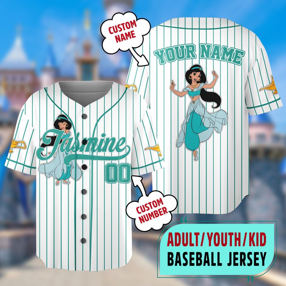 Custom Disney Jasmine Princess Baseball Jersey, Custom Name Princess ...