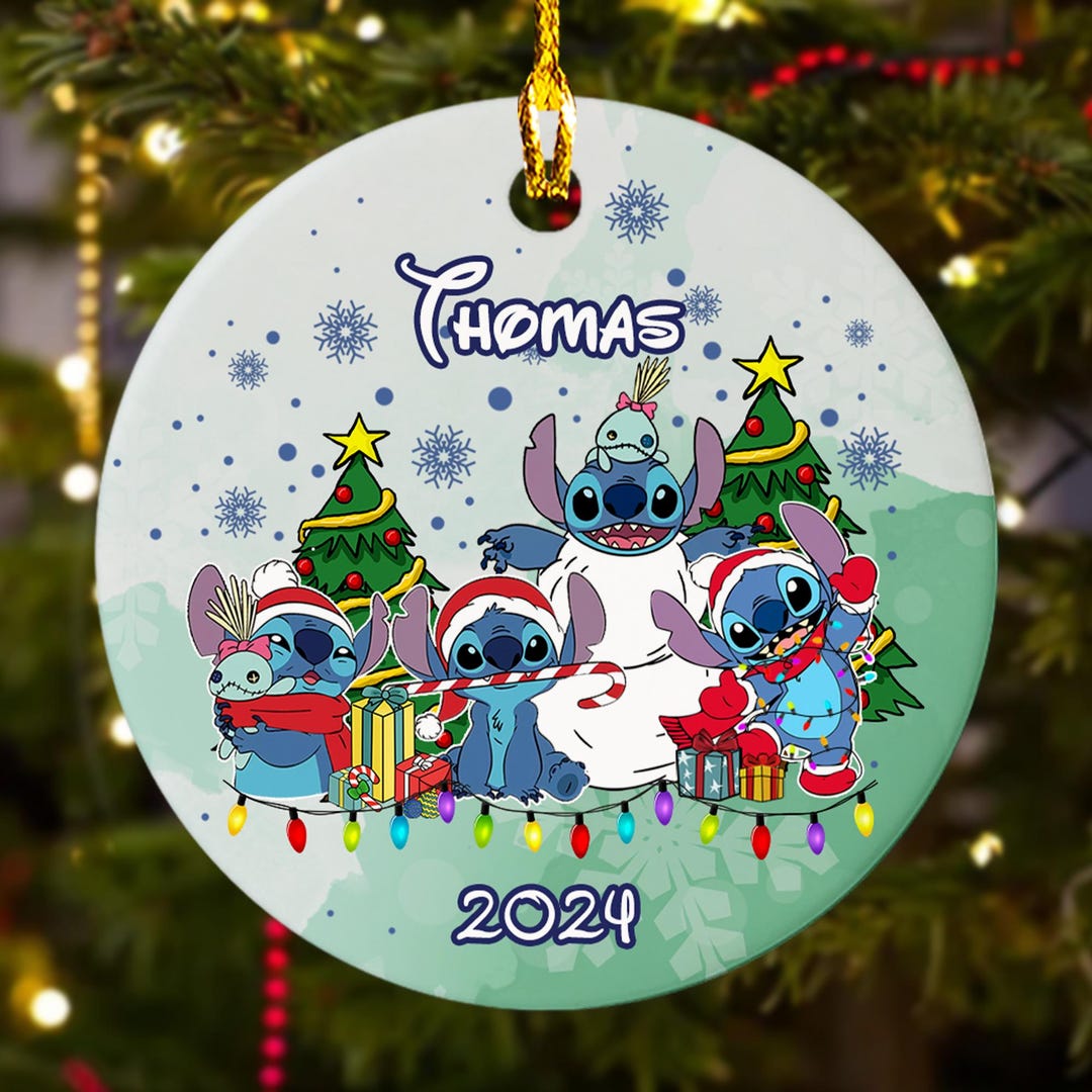 Personalized Stitchmas Ceramic Christmas Ornament, Blue Monster ...