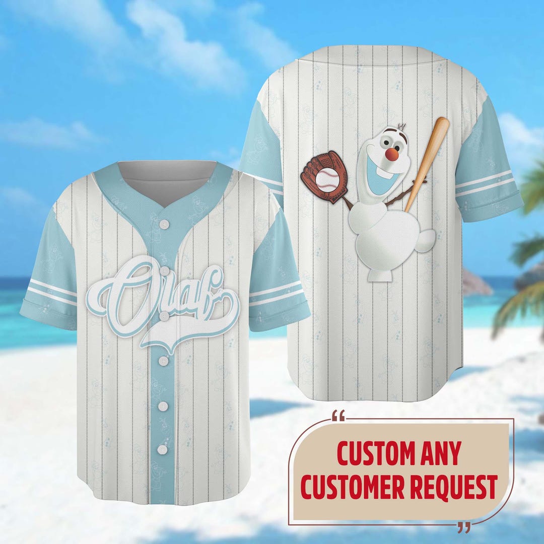 Personalized Olaf Baseball Jersey, Custom Olaf Frozen Baseball Shirt ...