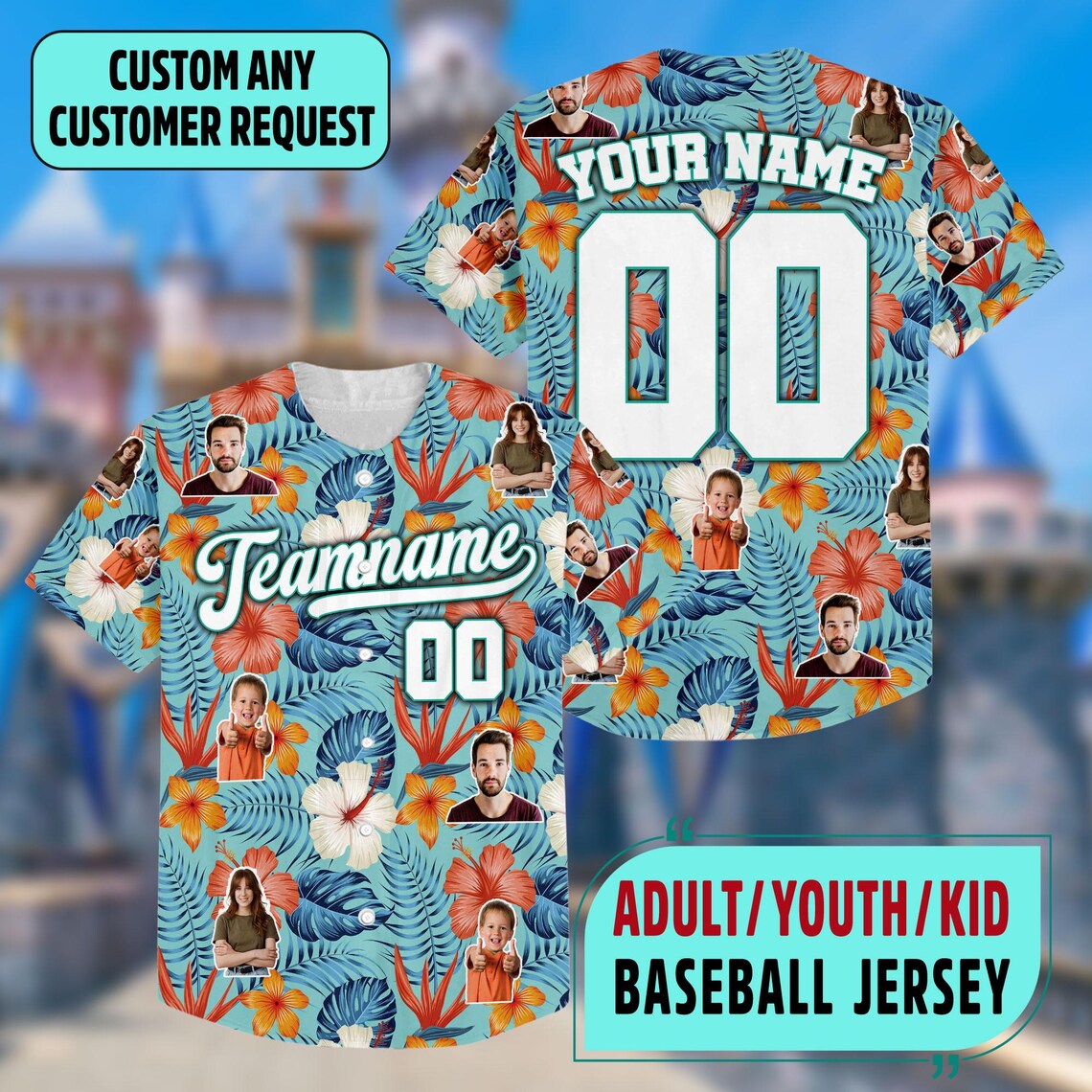 Hawaiian Baseball Jersey With Custom Face Teamname Name Number ...