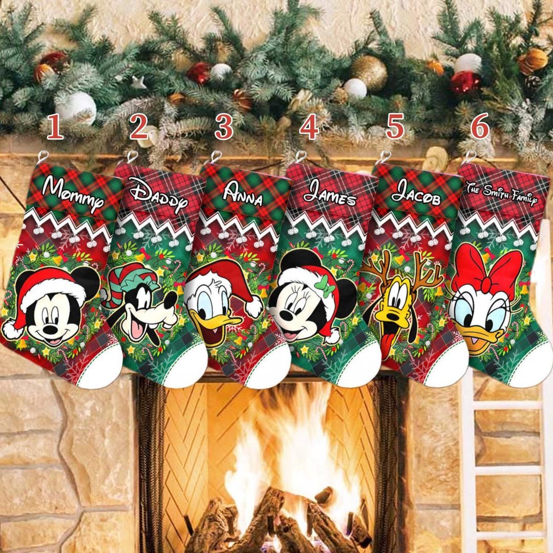 Happy Mickey and Friends Head Xmas Stocking, Mickey Mouse Christmas ...