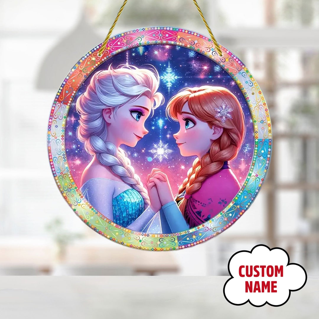 Custom Elsa and Anna Suncatcher, Frozen Movie Acrylic Window Decoration ...