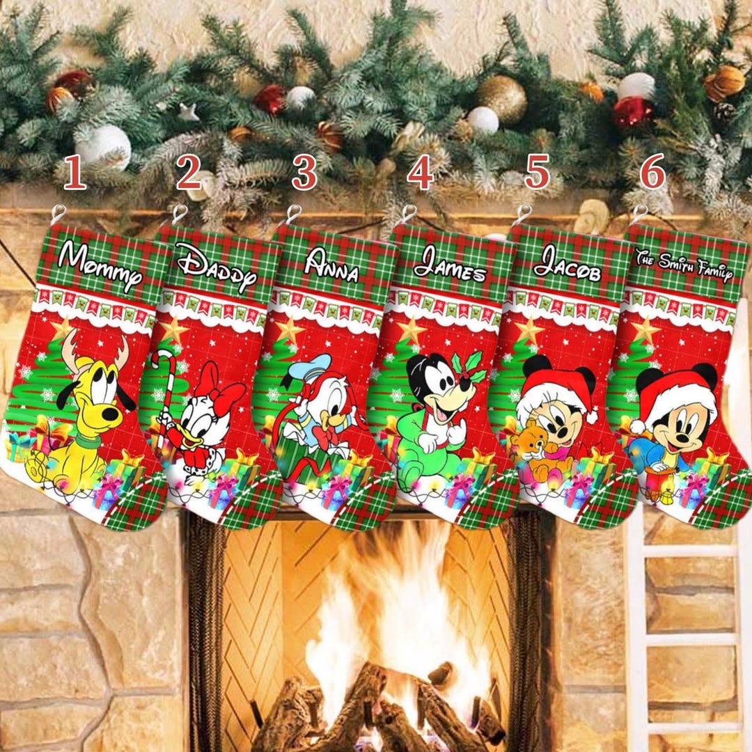 Baby Mickey and Friends Santa Hat Xmas Stocking, Mickey Mouse Christmas ...