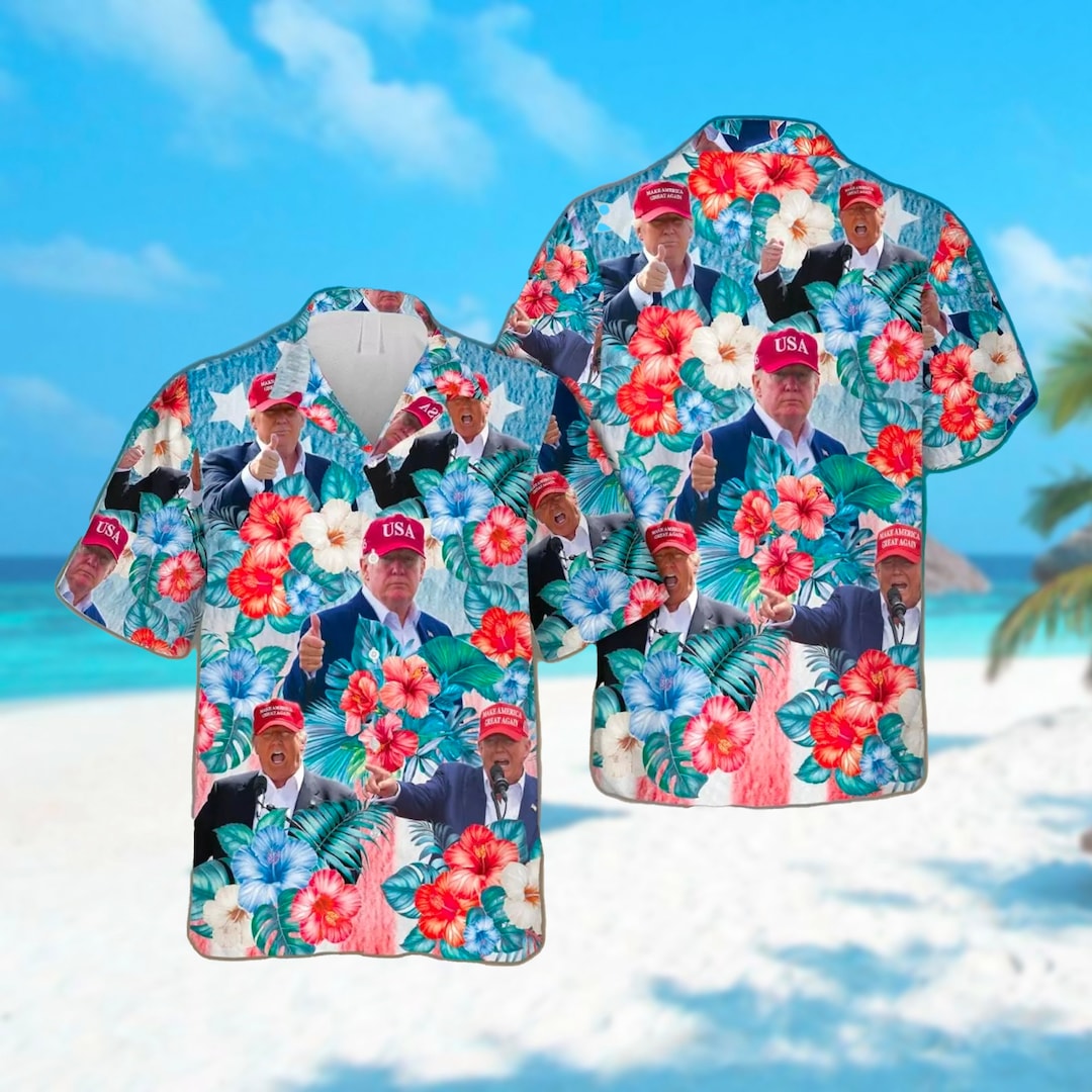Trump 2024 MAGA Hibiscus Flowers Hawaiian Shirt, Donald Trump Summer ...