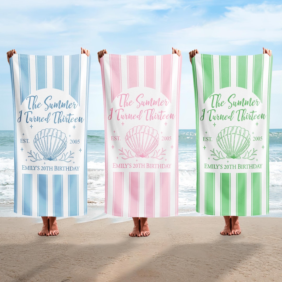 Custom the Summer I Turned Birthday Beach Towel, Birthday Party Beach ...