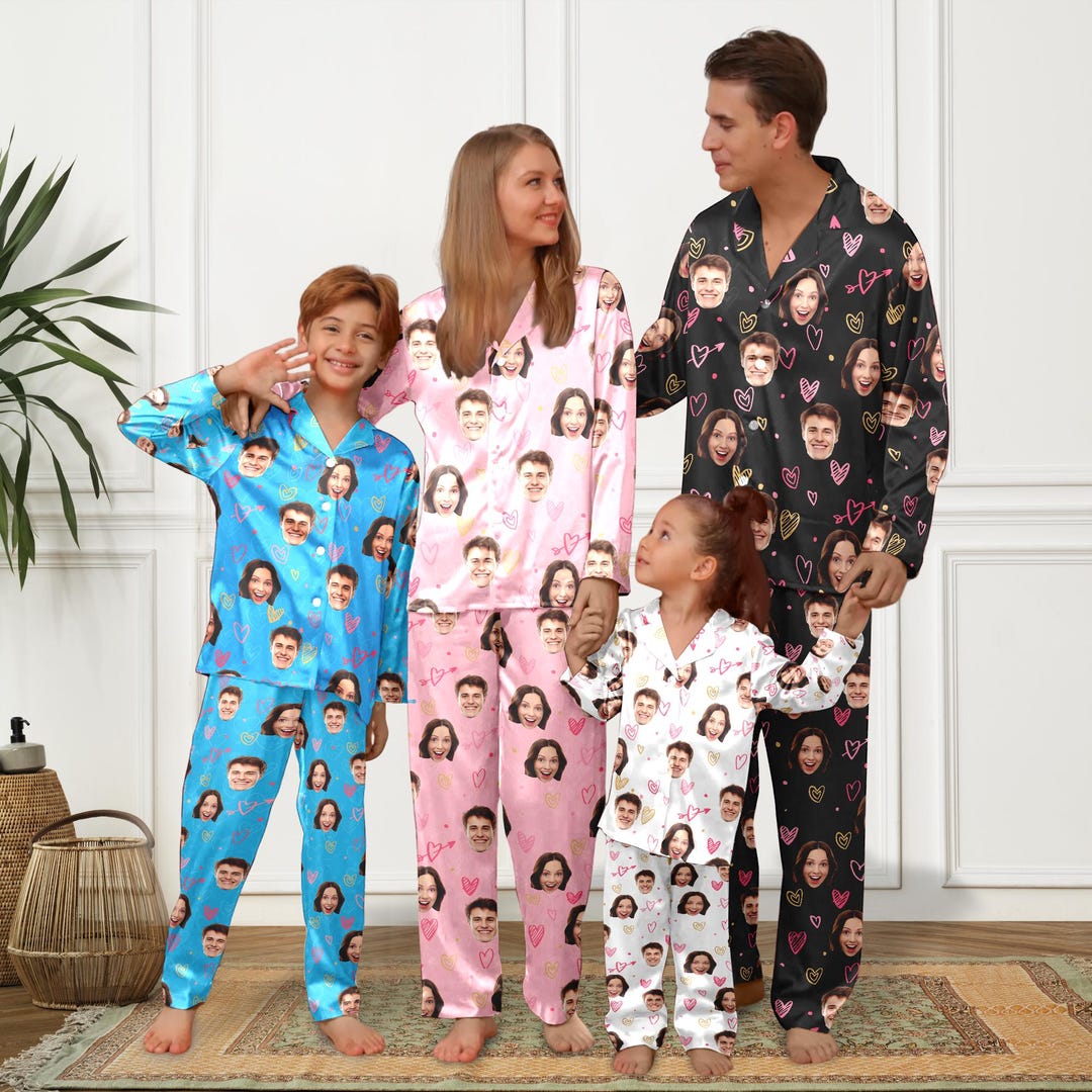 Personalized Hearts Pajamas Set With Photo, Custom Photo Pyjamas ...