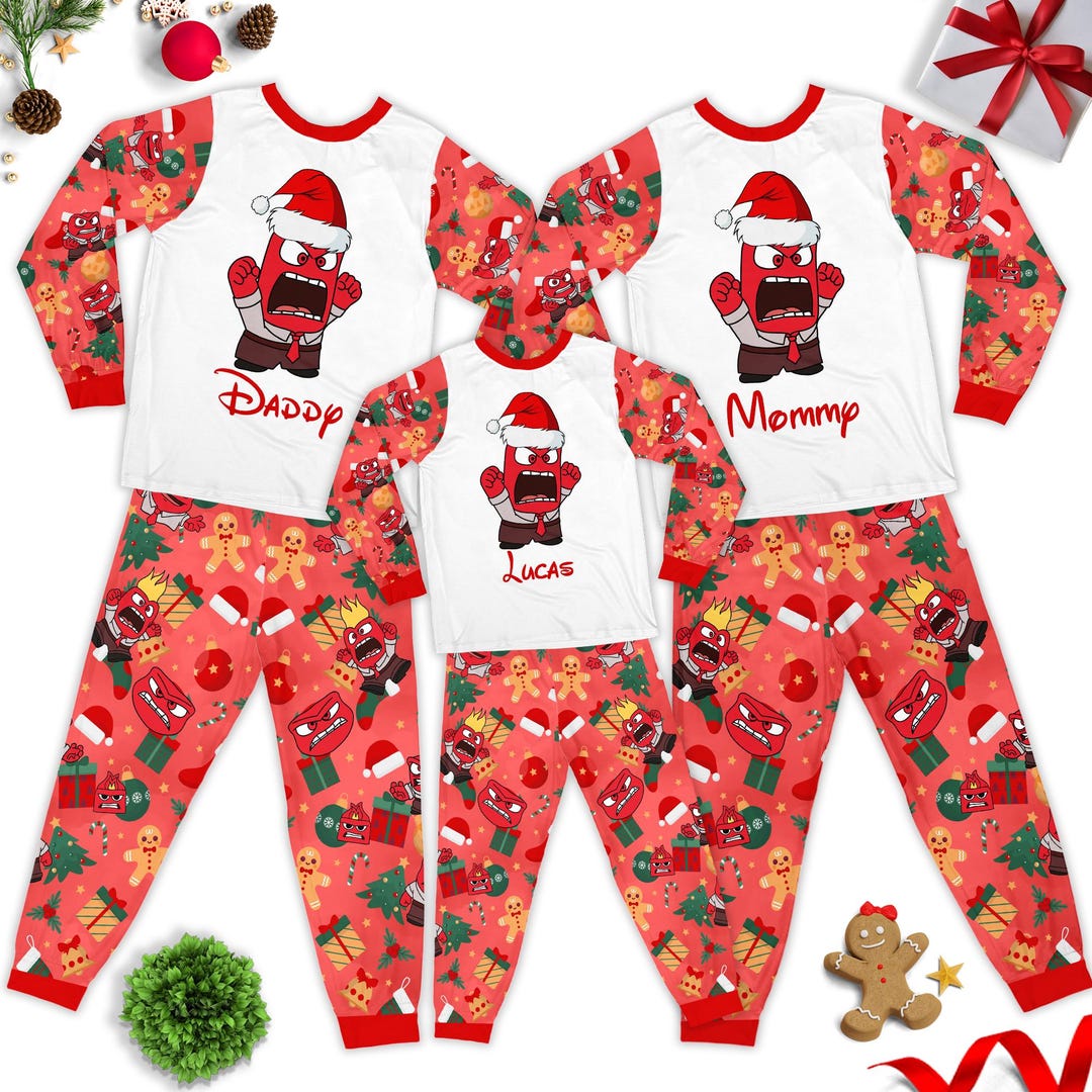 Custom Anger Inside Out Christmas Pajamas, Inside Out 2 Christmas ...